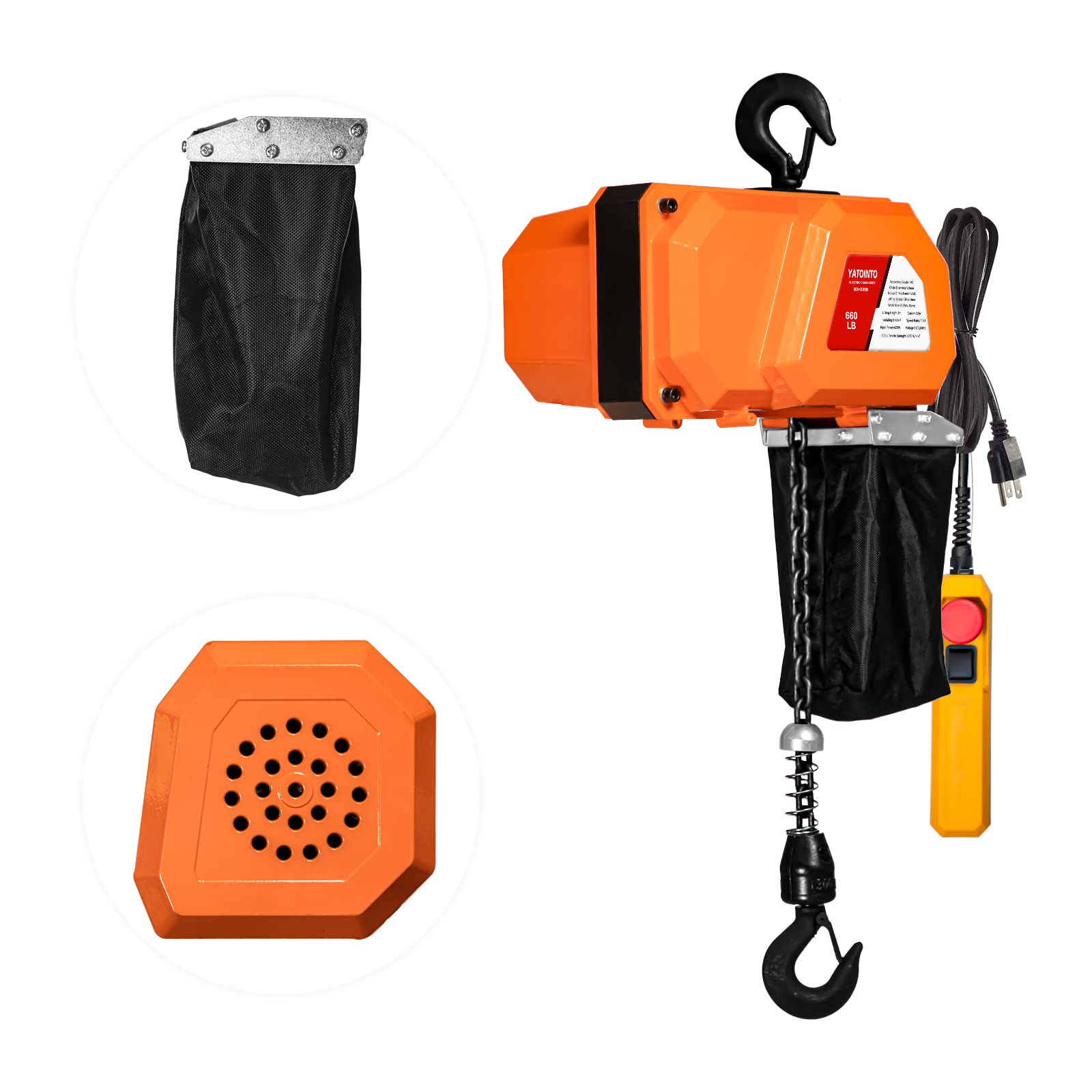 Buy 660LBS Electric Chain Hoist, 120V Winch with 5ft Wired Remote ...