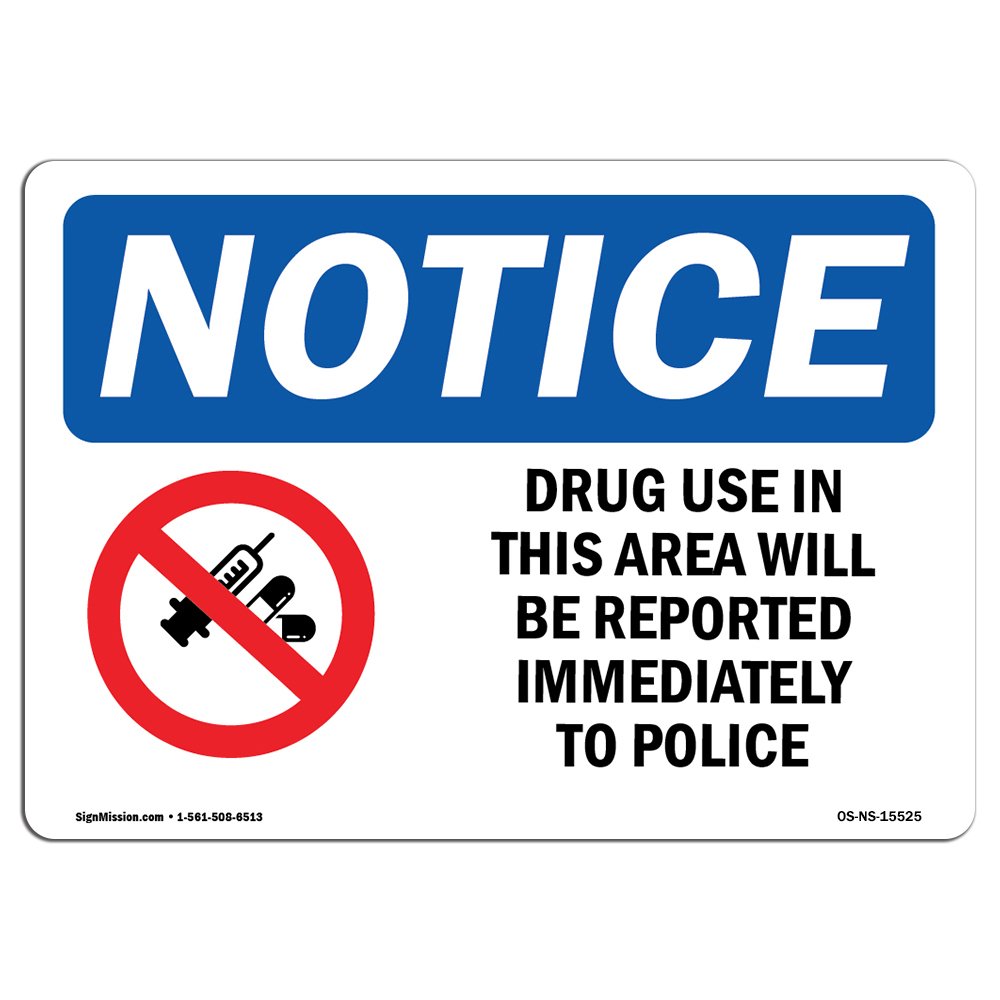 Amazon.com: OSHA Notice Signs - Notice Drug Use Reported Immediately to ...