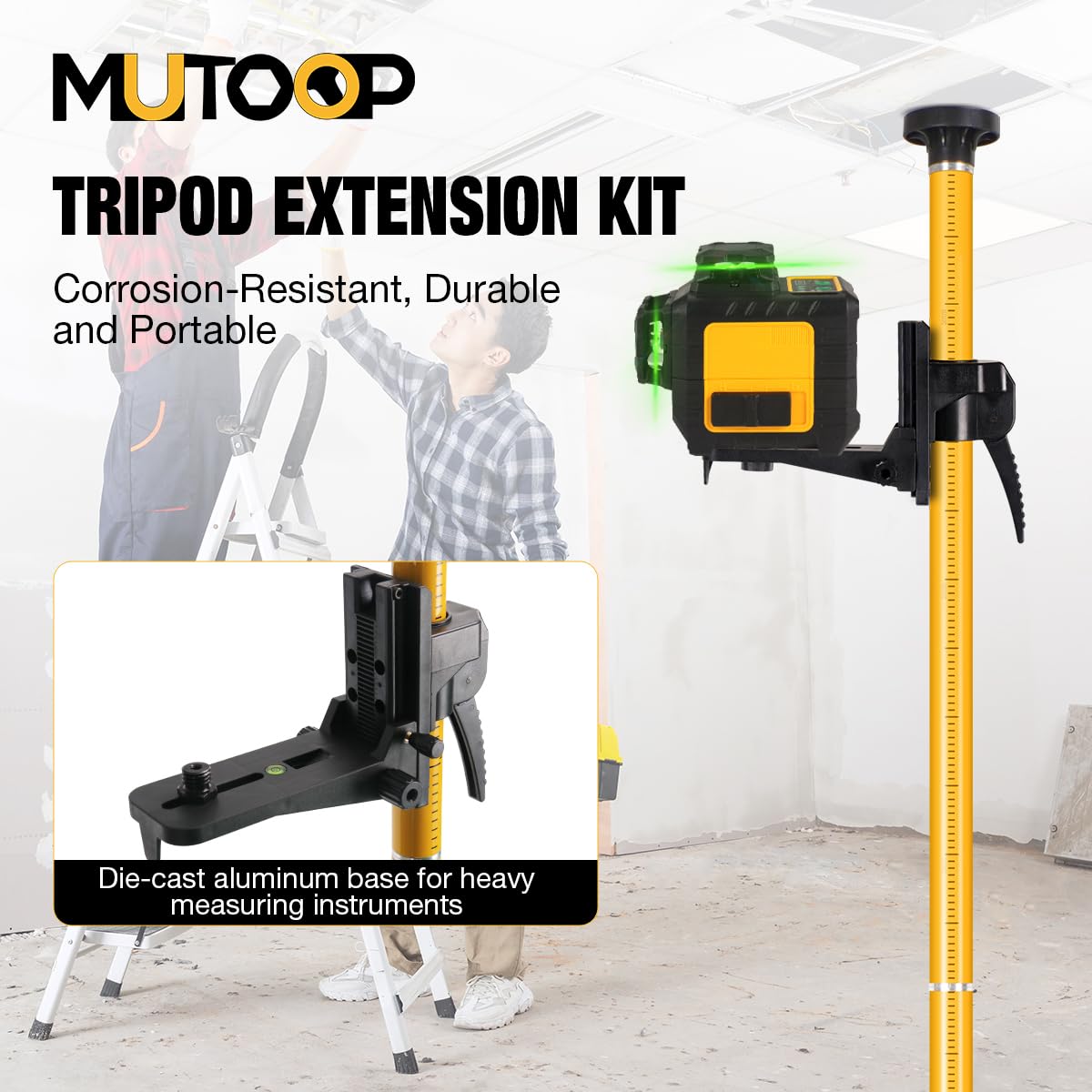 Snapklik.com : MUTOOP 12Ft/3.7M Professional Laser Level Pole