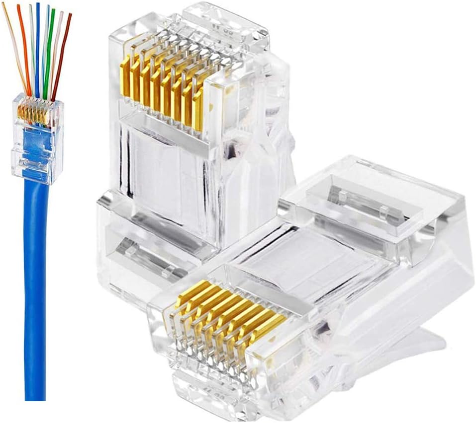 Lot de 100 fiches modulaires RJ45 CAT6 à sertir 8P8C - Connecteurs RJ45 ...