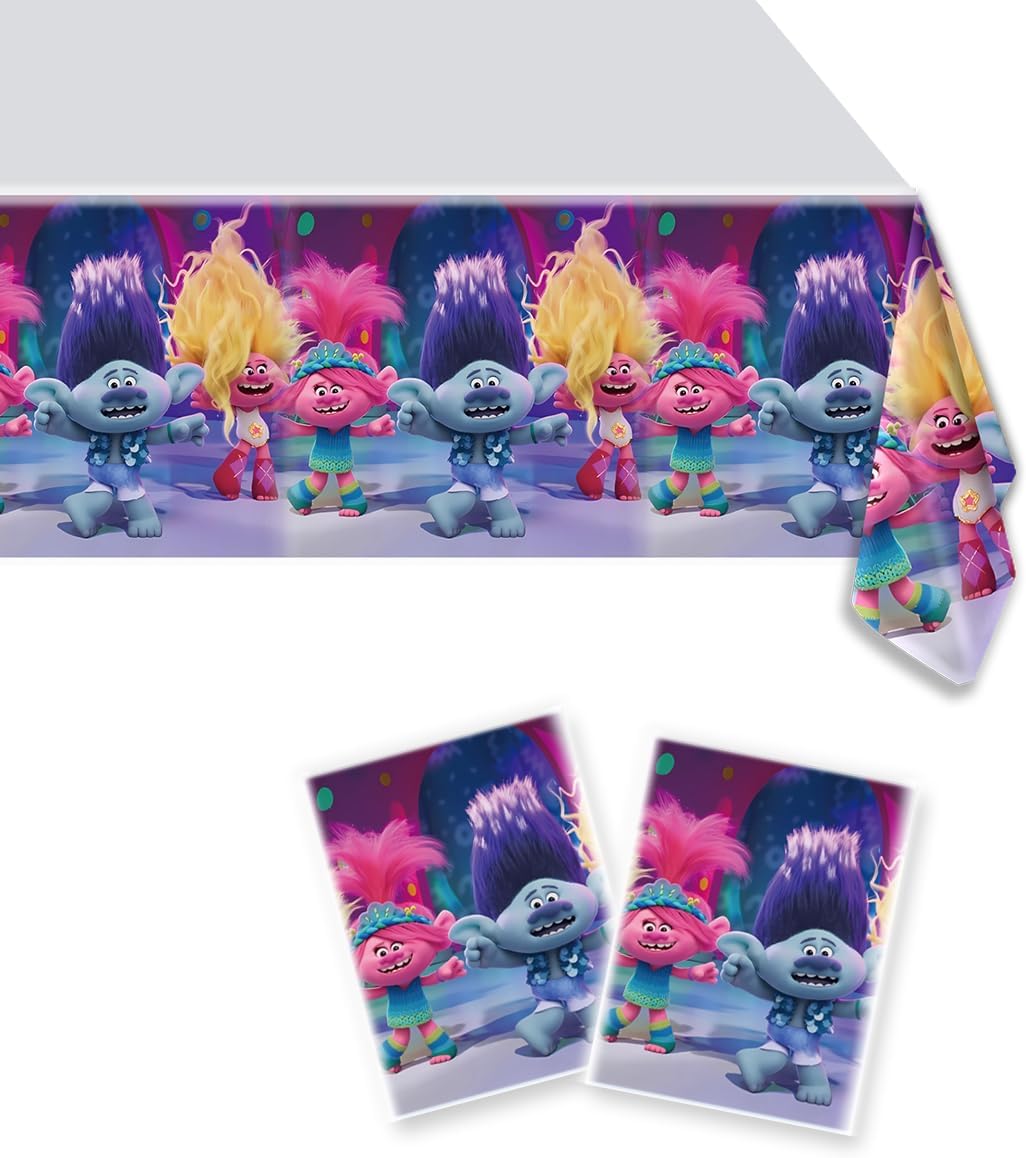 Amazon.com: NVDFJEU 2Pcs Birthday Party Tablecloths for Trolls,Dinner ...