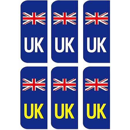 HCSSZ UK Car Stickers, 6 Pack Self-Adhesive UK Car Number Plate ...