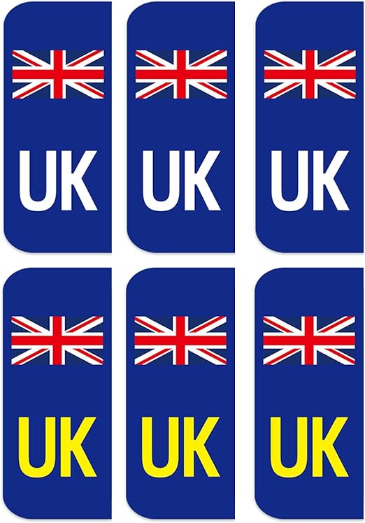 UK Car Stickers HCSSZ, 6 Pack Self-Adhesive UK Vinyl Car Number Plate ...