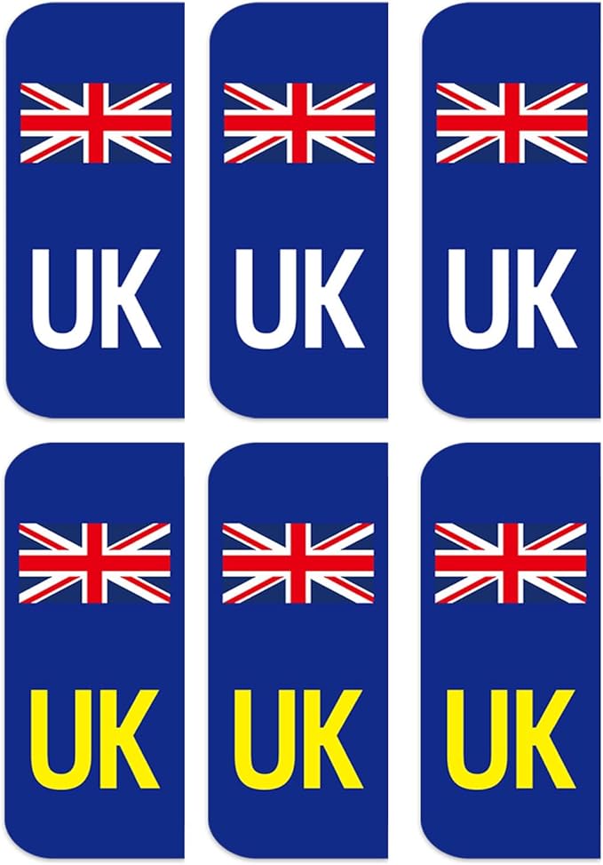 UK Car Stickers HCSSZ, 6 Pack Self-Adhesive UK Vinyl Car Number Plate ...