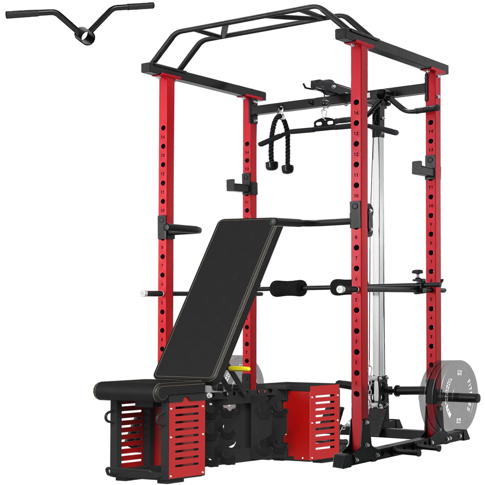 Buy ER KANG Power Cage, 1200LBS Power Rack with LAT Pulldown, Multi ...