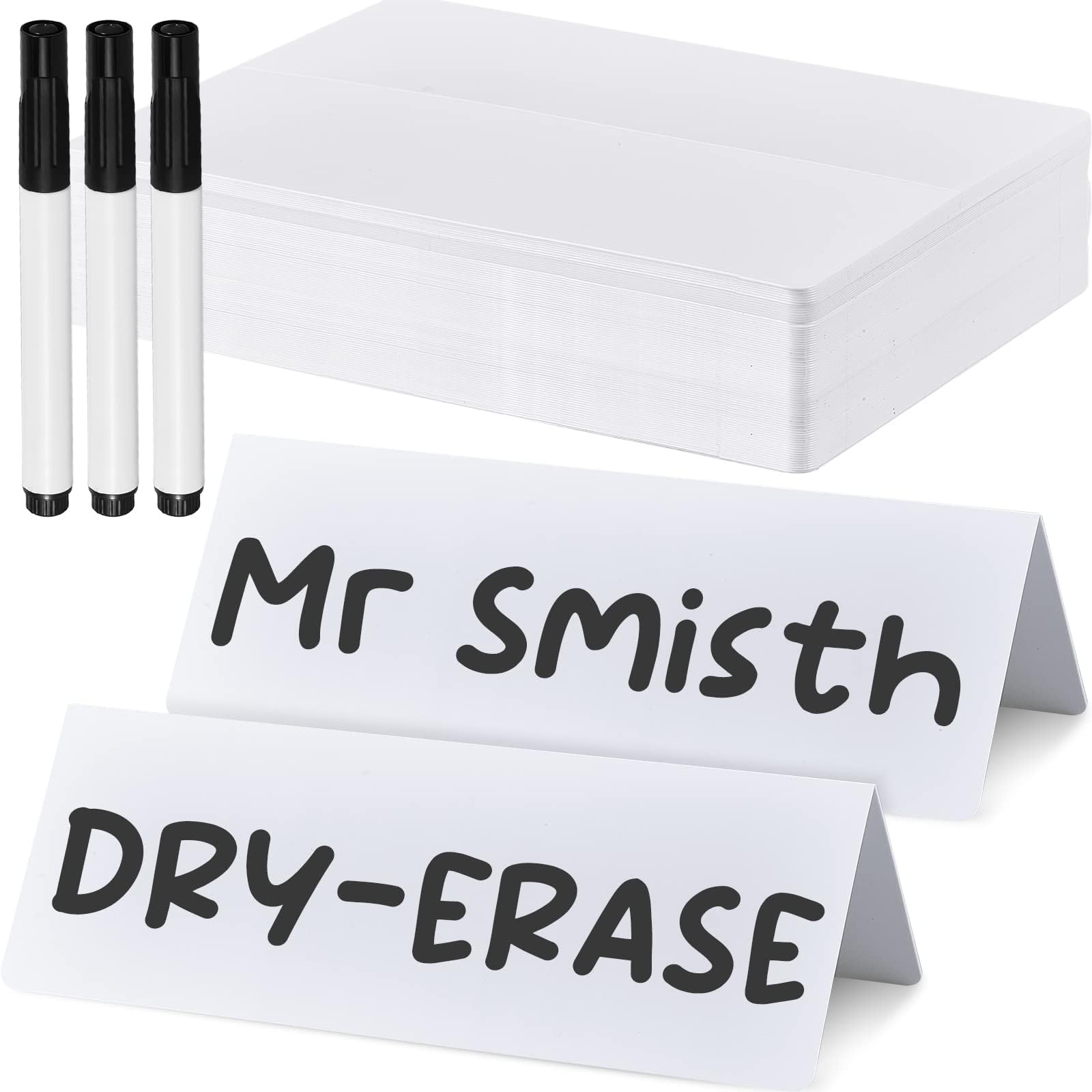 Amazon.com : 100 Pcs Dry Erase Name Tent Table Cards 8.3'' x 5.8 ...