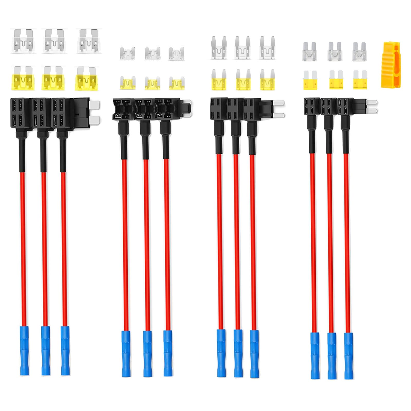 Amazon.com: hrsyyl 12 Pack Fuse Taps Set 4 Types 12V Piggy Back Fuses ...