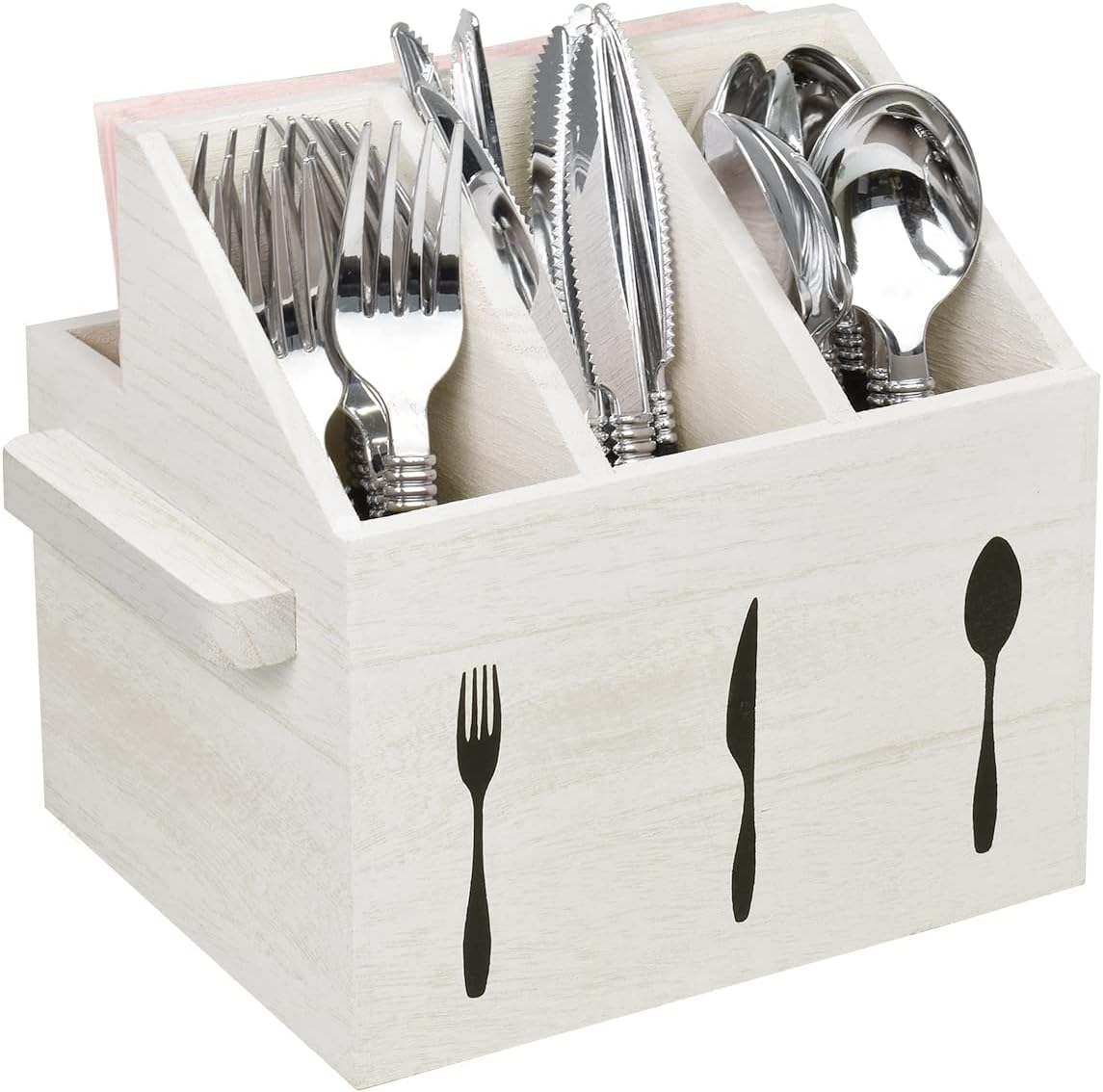 Amazon.com - EDHAS Mango Wood 4 Compartment Flatware Caddy, Cutlery ...