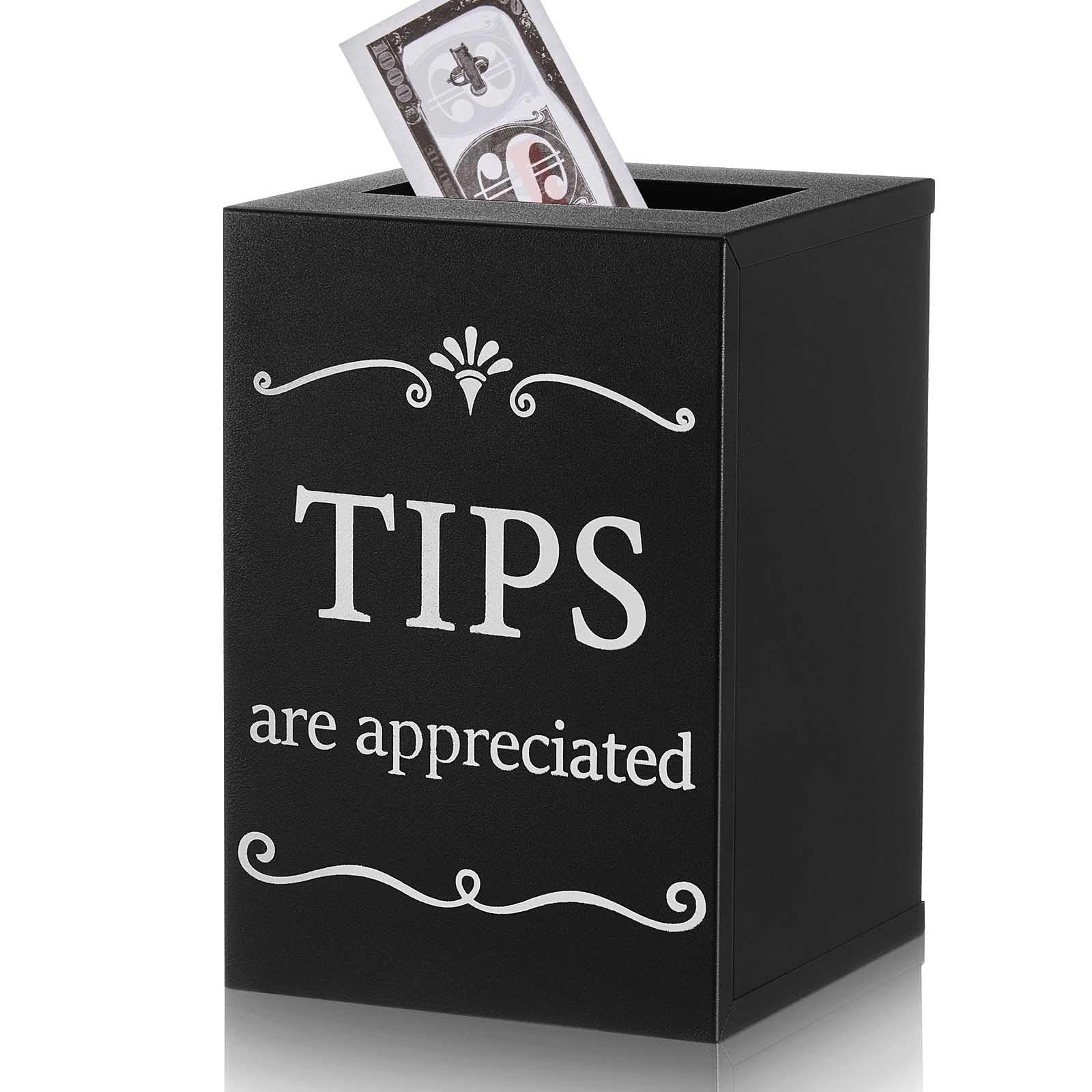 Amazon.com: Vesici Metal Tip Jar 6 x 6 x 9 Inch Tip Box for Bartender ...
