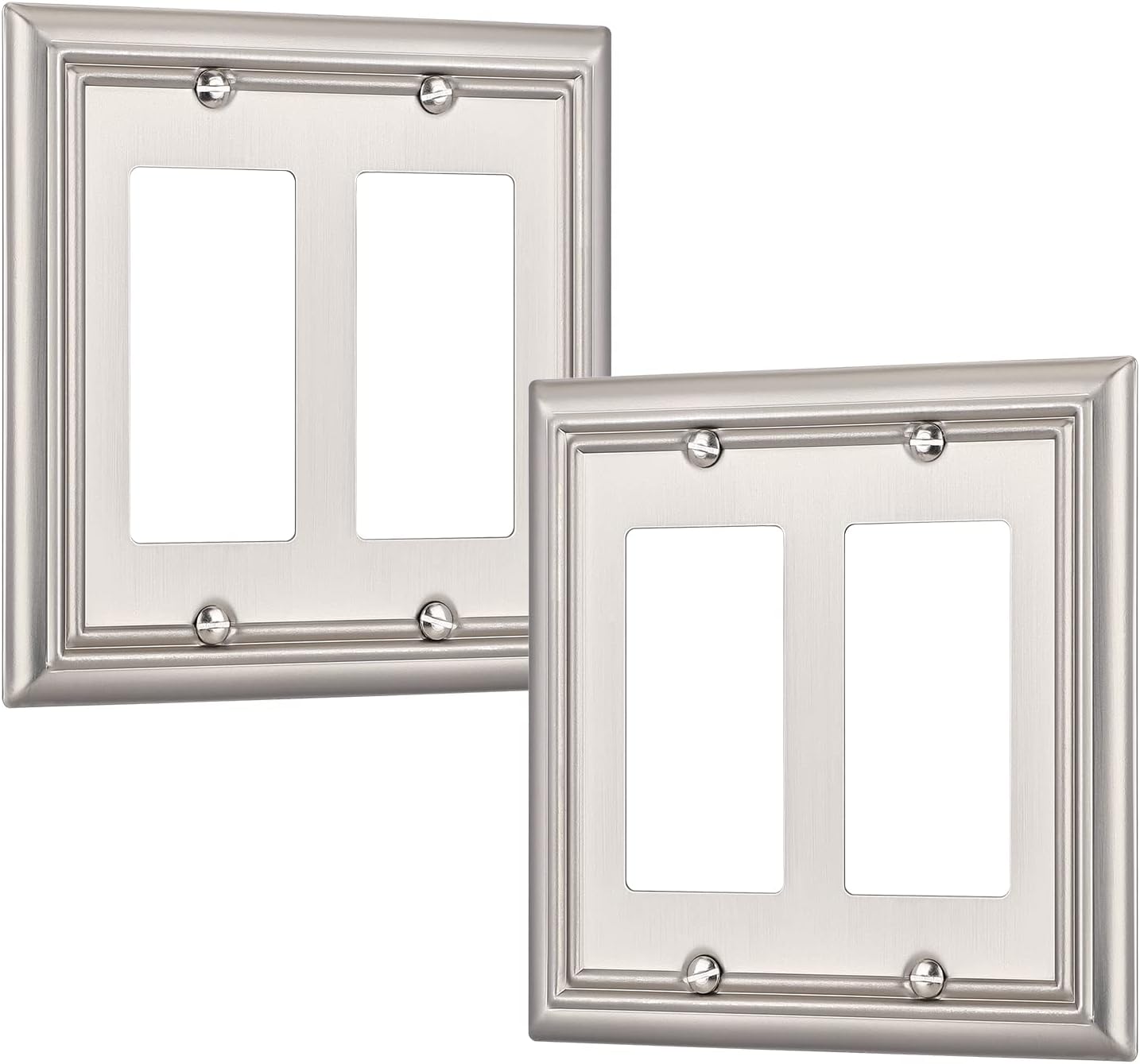 DEWENWILS Double Decorator Wall Plates, Brushed Nickel Outlet Covers ...