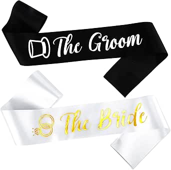 Amazon.com: KICOSY Bride and Groom Sash Just Married Sash The Bride ...