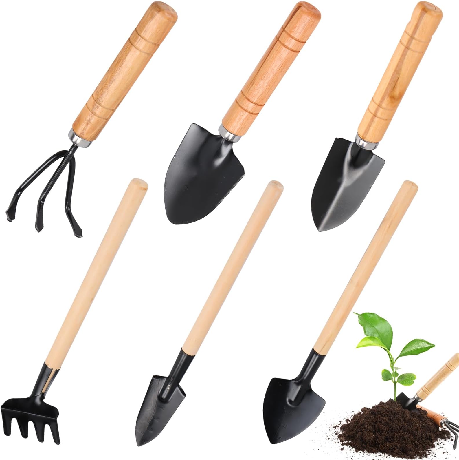 Bohrma 6 Pcs Mini Outils de Jardin avec Manche en Bois Kit Jardinage ...
