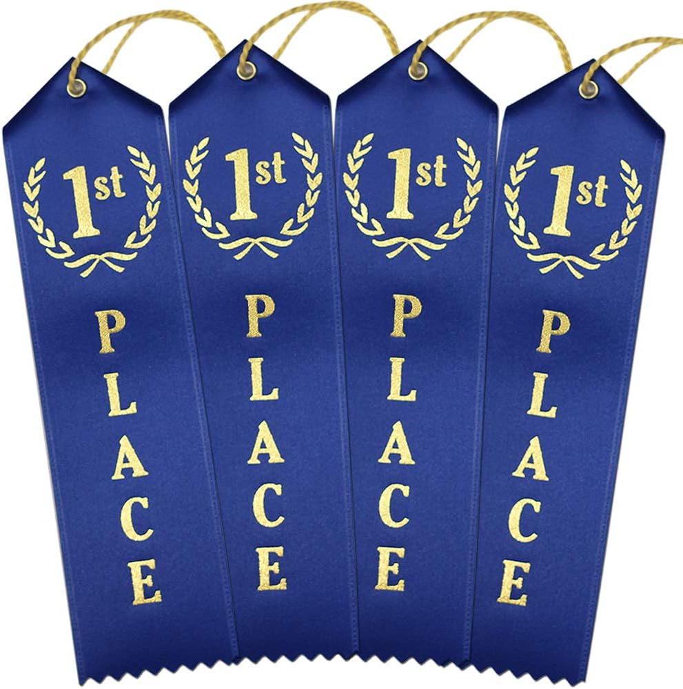 Amazon.com : RibbonsNow 1st Place Award Ribbons - 100 Blue Ribbons with ...