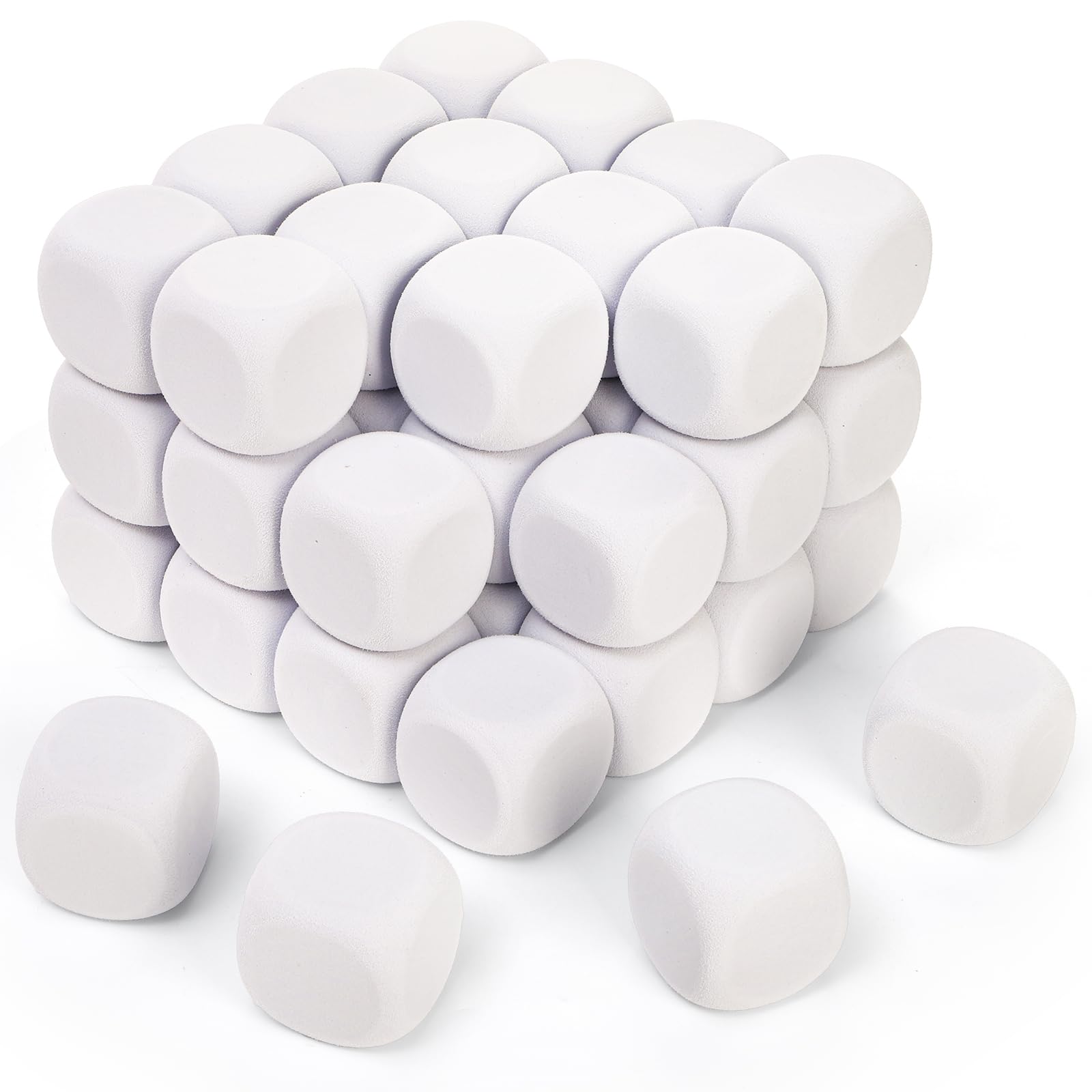 Amazon.com: ZEAYEA 48 PCS Blank White Dice, 50MM White EVA Foam Dices ...