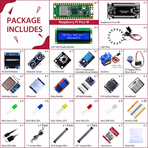 GeeekPi Raspberry Pi Pico W IoT Starter Kit MicroPython Programing Kit with Raspberry Pi Pico W ...