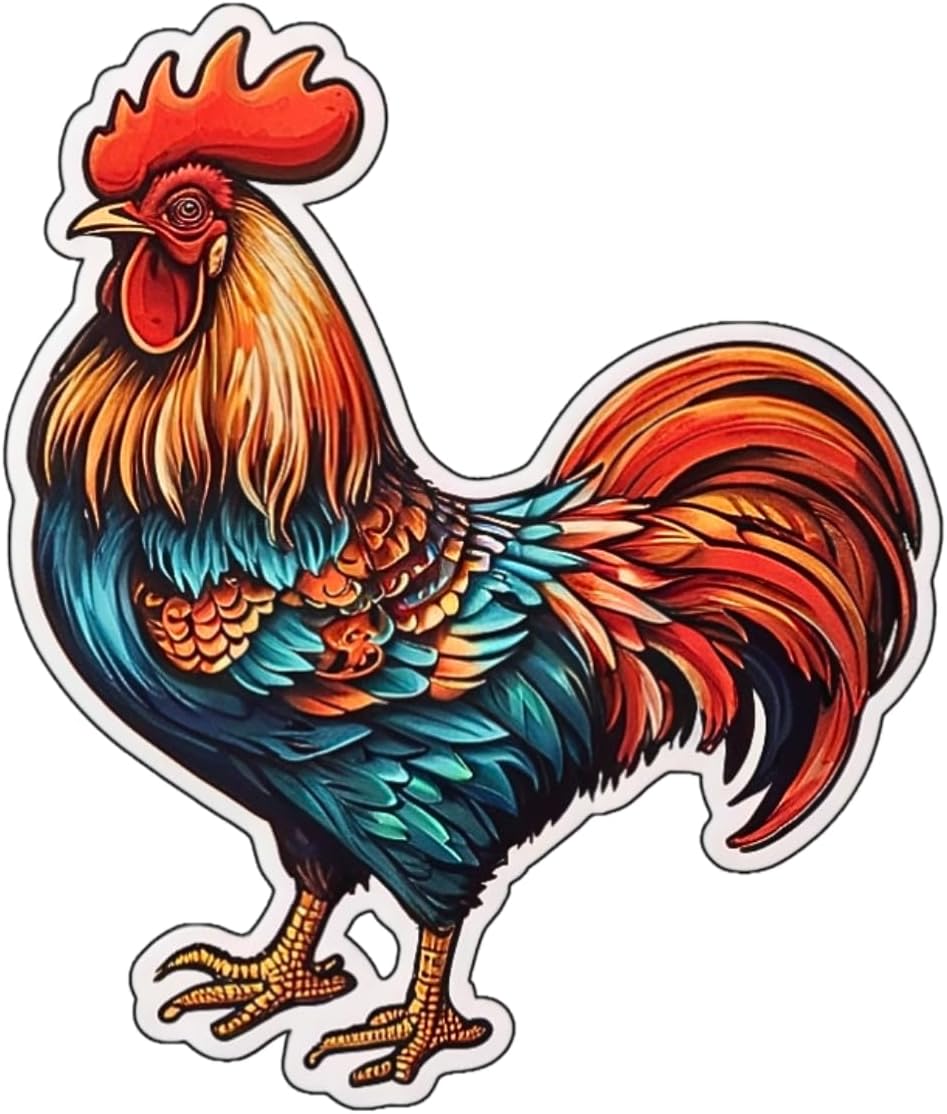 Amazon.com: Rooster - 3" Vinyl Sticker - for Car Laptop Water Bottle ...