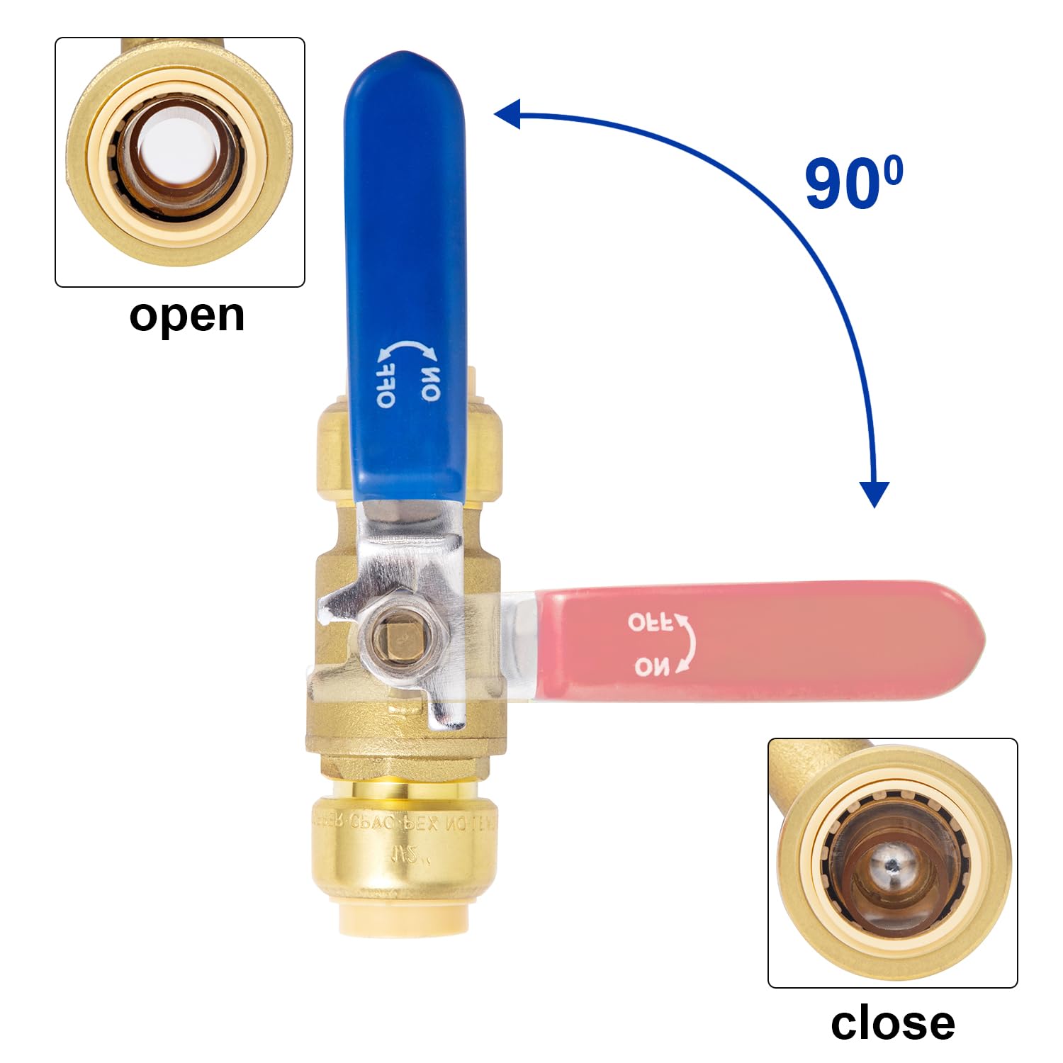 Ball Valve PURAGEIR 4 Pack 1/2 Inch Push , Pushfit Water Shut Off Valve ...