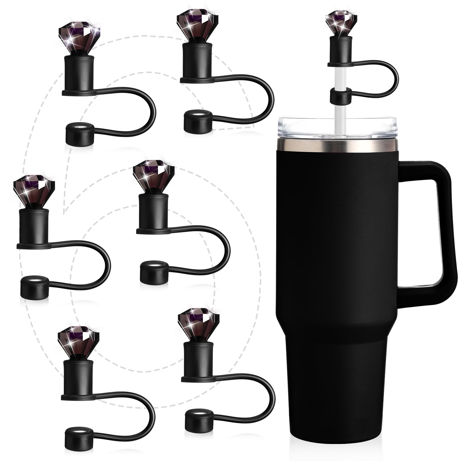 Amazon.com: 6 Pcs Christmas Bling Diamond Straw Topper Gift Compatible ...