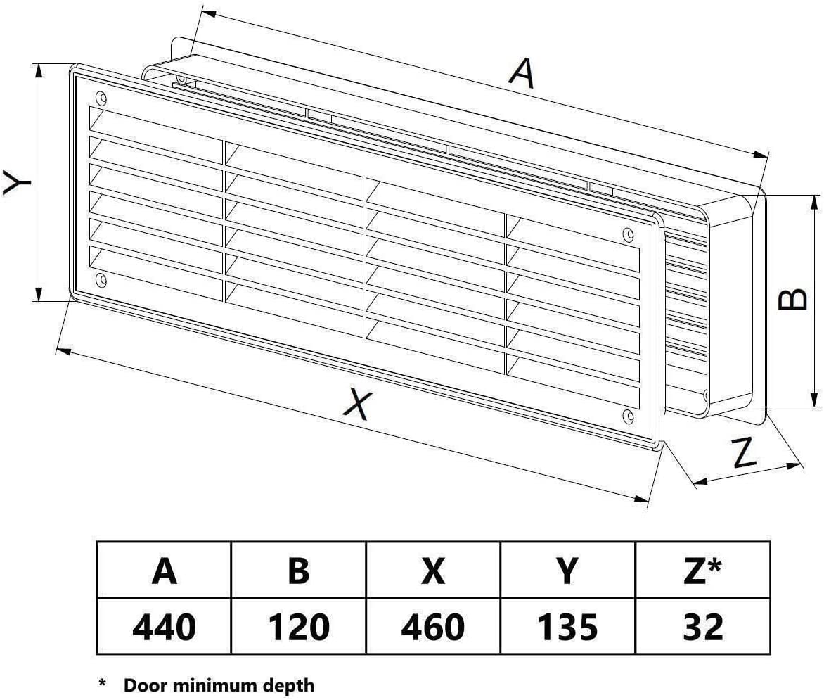 Snapklik.com : Bathroom Door Air Vent Grille 455mm X 135mm / 18" X 5.3 ...