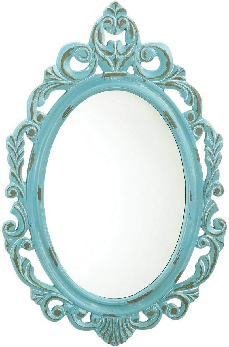 Amazon.com: Accent Plus Distressed Baby Blue Wall Mirror 15.5x23.5x0.5 ...