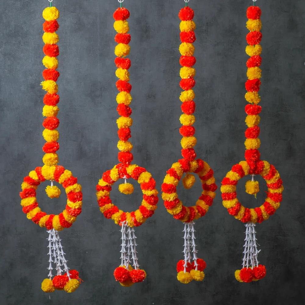 Amazon.com: Ring Shape Phoolon Ki Ladi | Indian Artificial Flowers ...