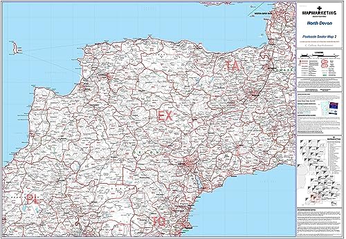 North Devon Postcode Sector Wall Map- Postcode Sector Map 2 - Laminated ...