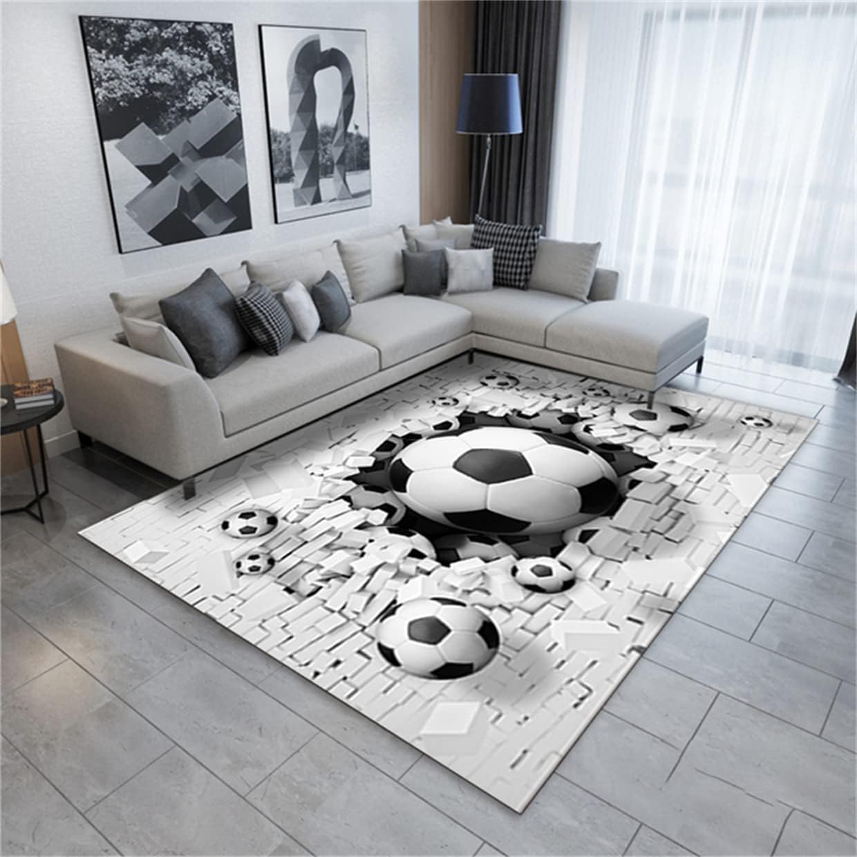 Football Rug, Bedroom, Living Room, Children, 3D Football Pattern ...