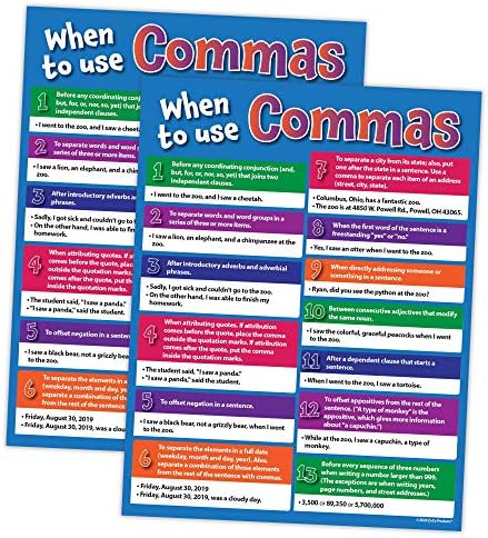 Buy When to Use Commas Poster - Punctuation Chart - Laminated, 17 x 22 ...