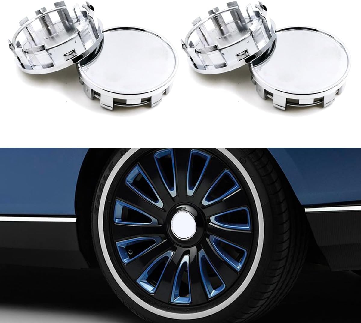 Amazon.com: Tesnaao 4 PCS Car Wheel Center Cap, 54mm/2.12" ABS Wheel ...