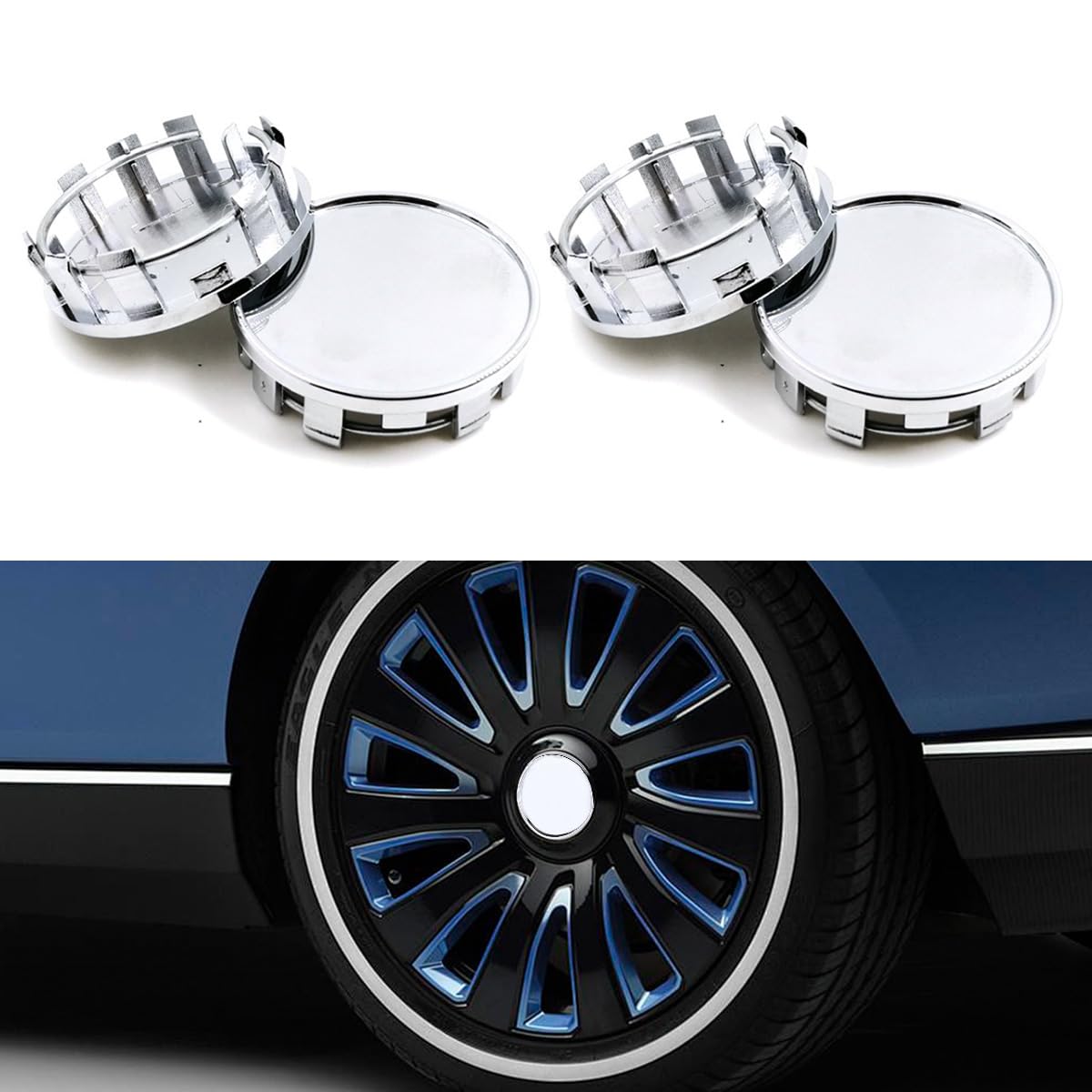 Pvc Hub Cap Set Of 4 Chrome Wheel Center Hub Cap Universal Car Plastic