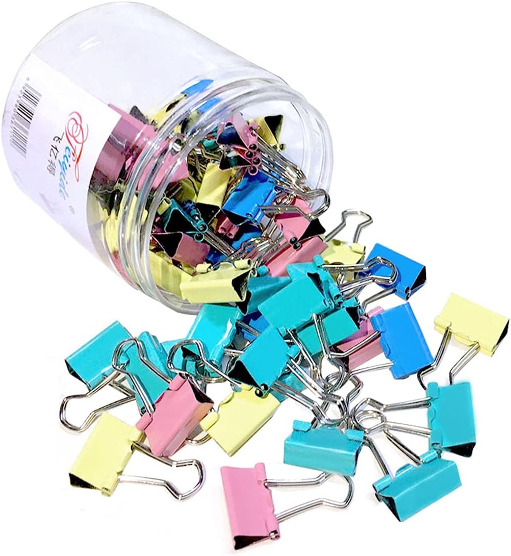 Small Foldback Clips - 150Pcs Colored Binder Clips 19mm Mini Stationary ...