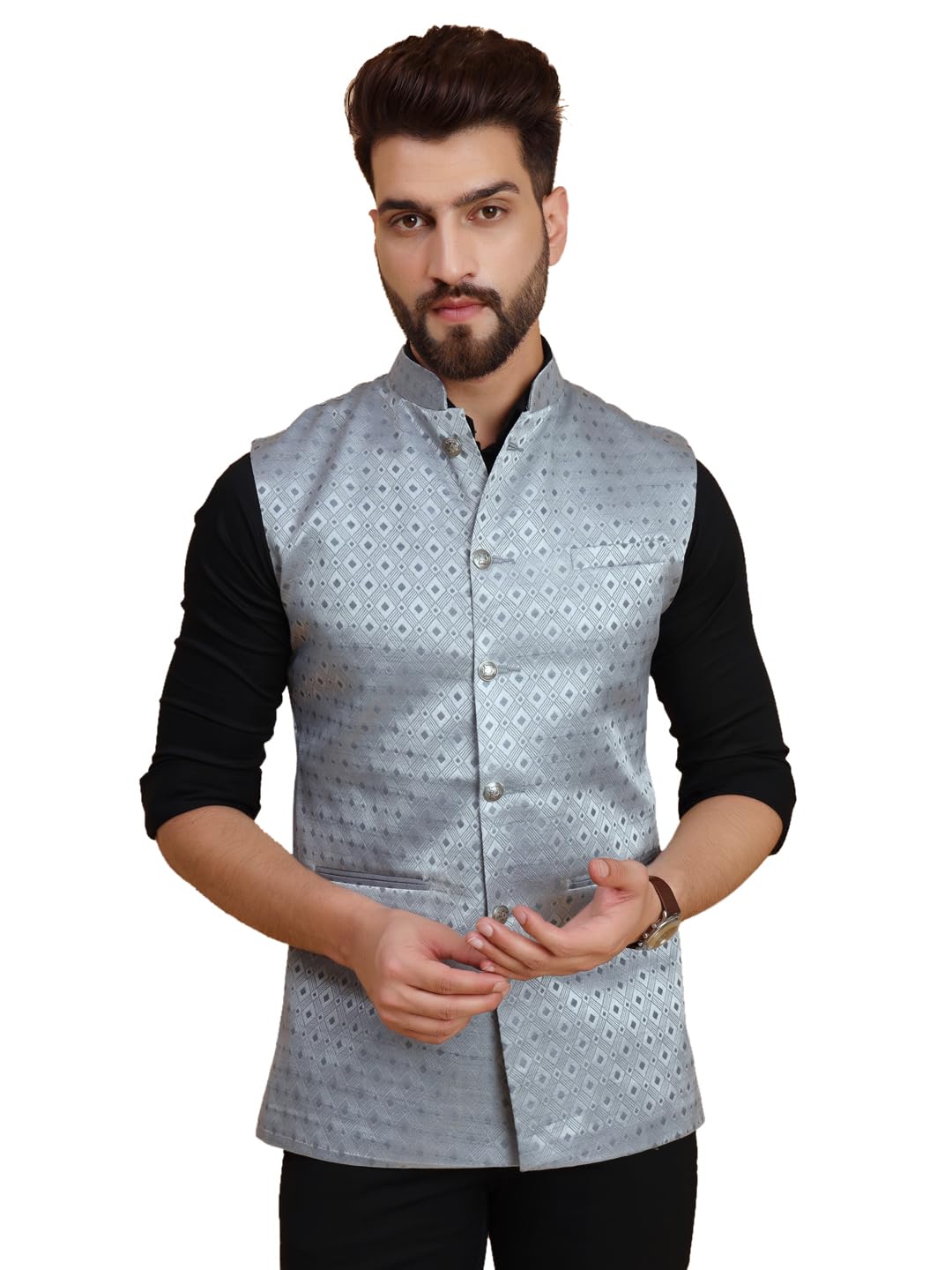 Buy vandnam fabrics Woven Jacquard Block Design Ethnic Nehru/Modi ...