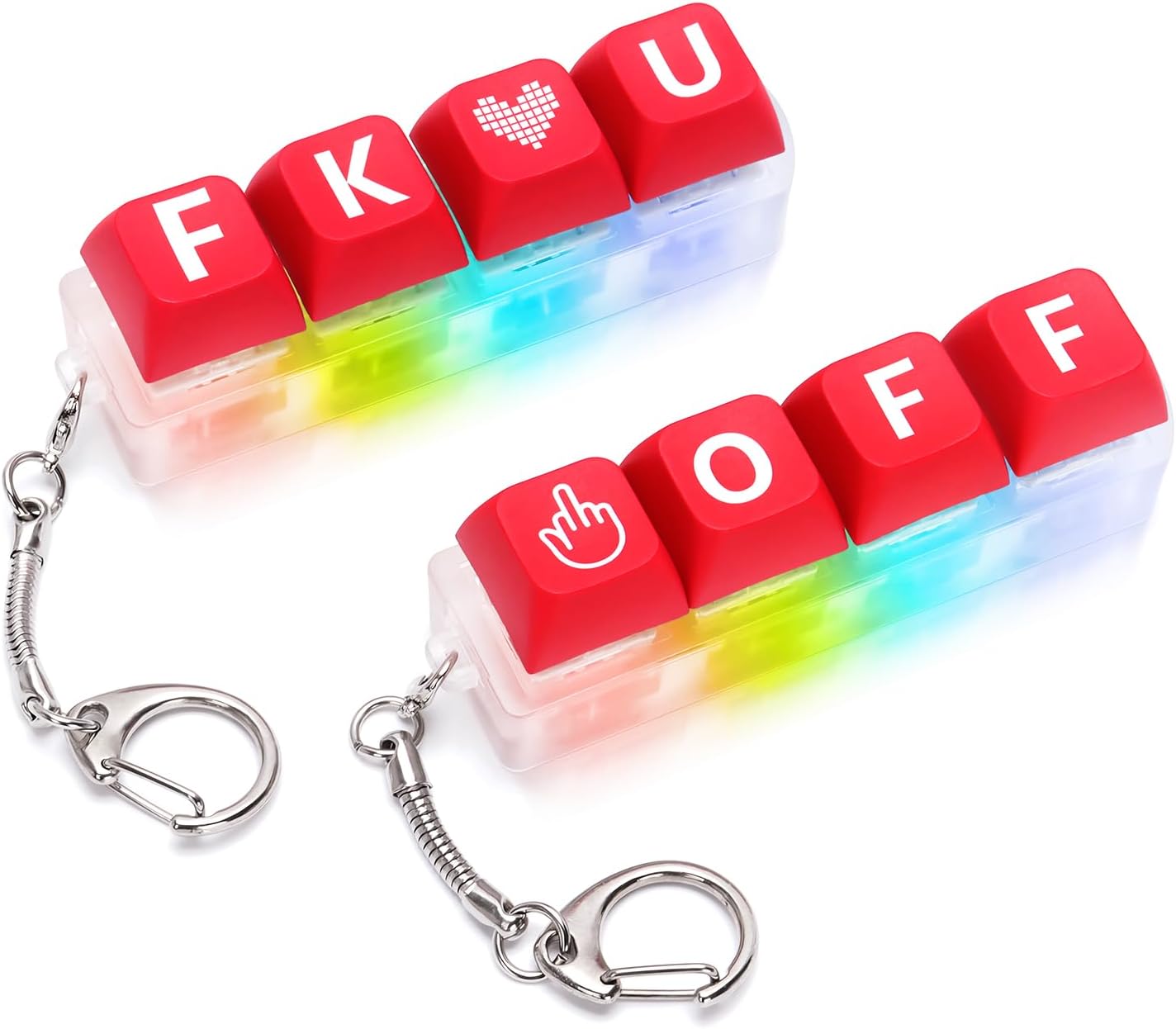 Amazon.com: Keyboard Fidget Toys Adults with LED Light 4 Keys, Keychain ...