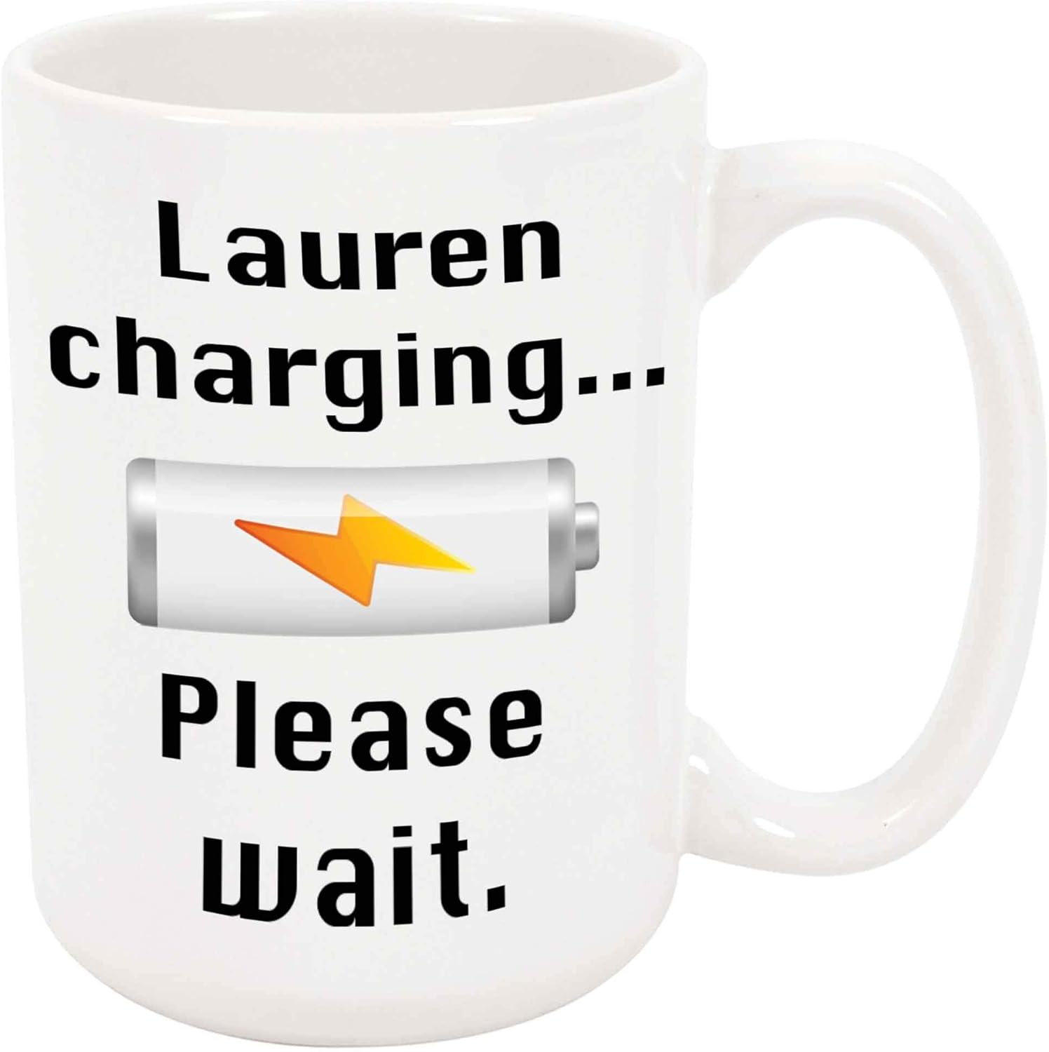 Amazon.com: Lauren Charging Coffee Mug - Personalized Ceramic Cup with ...