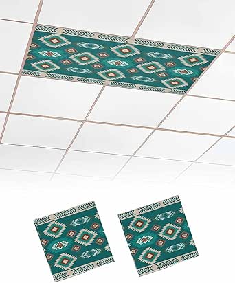 Southwestern Turquoise Magnetic Fluorescent Light Covers for Ceiling ...
