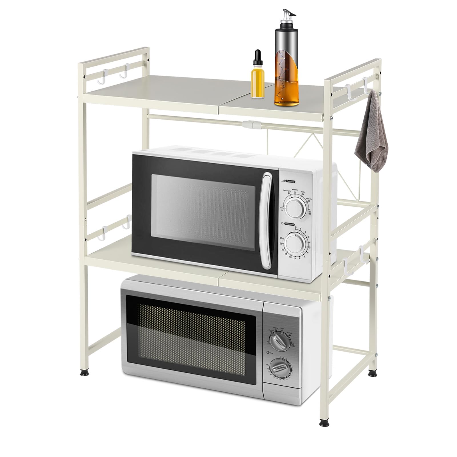 SABUIDDS 3-Tier Microwave Shelf Stand, Expandable Microwave Oven Rack ...