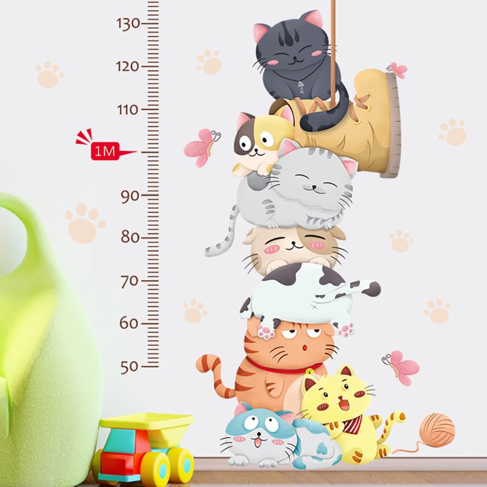 Amazon.com: Dreothy Cartoon Cat Height Growth Chart for Kids Removable ...