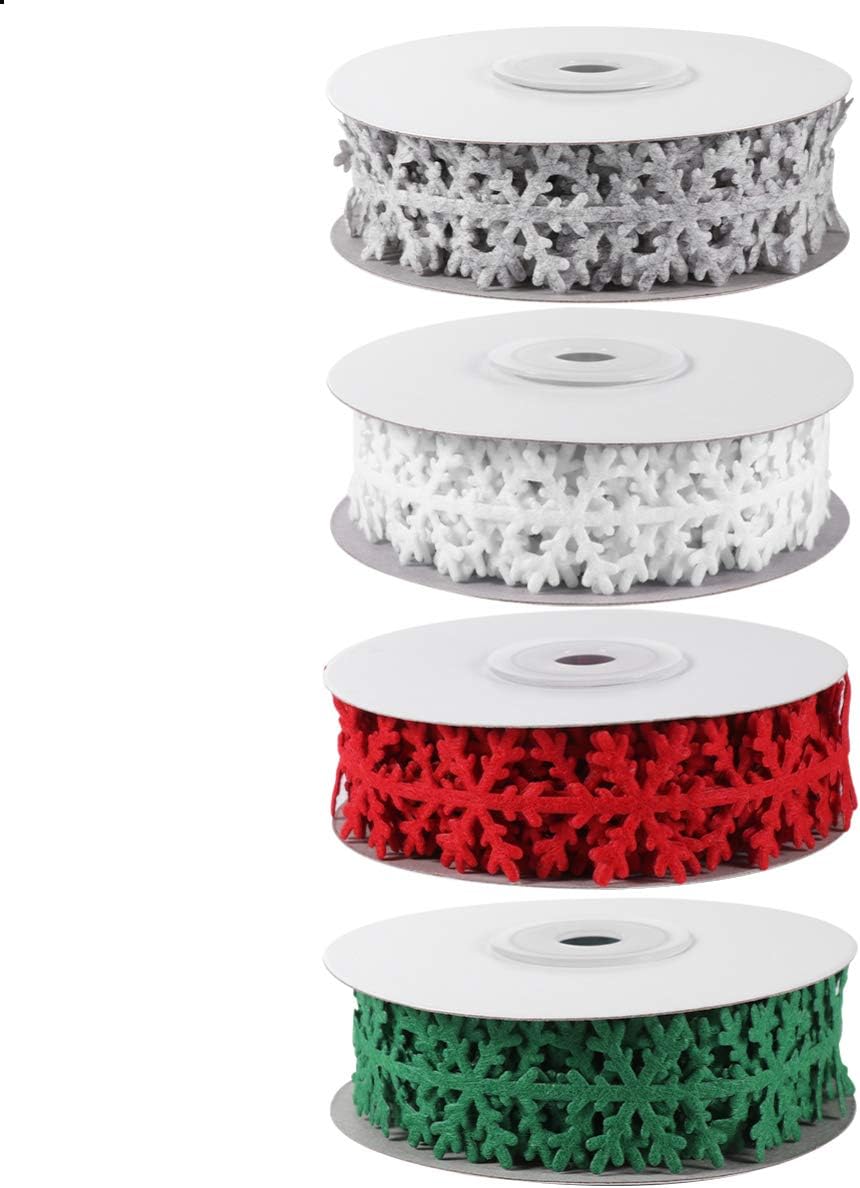 Amazon.com: ARTIBETTER 4 Rolls 5M Snowflake Ribbon Lace Ribbon ...