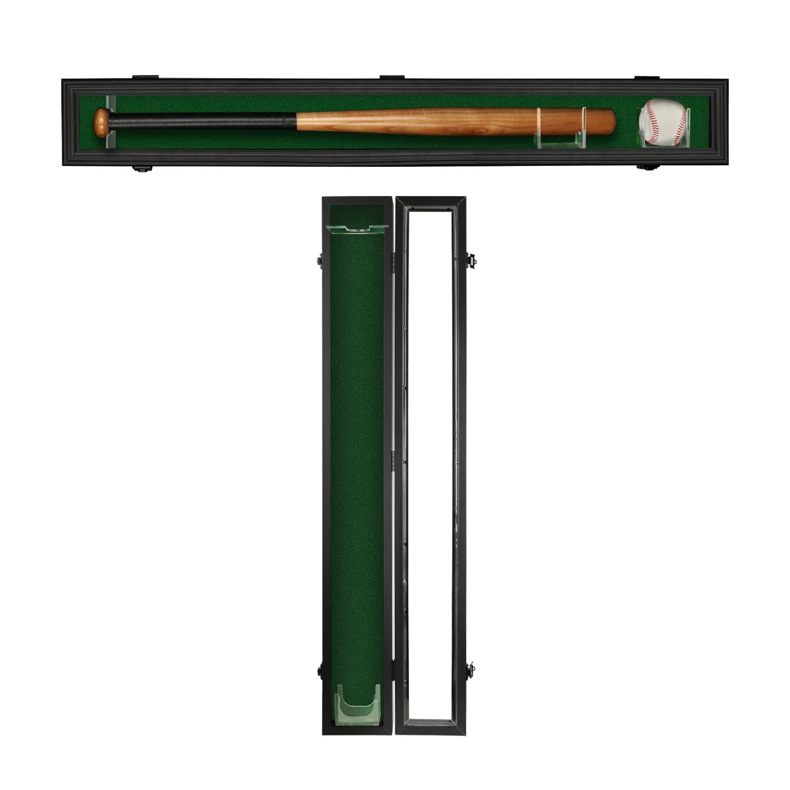 Amazon.com: Grintus Baseball Bat Display Case Wood Frame Wall Mounted ...