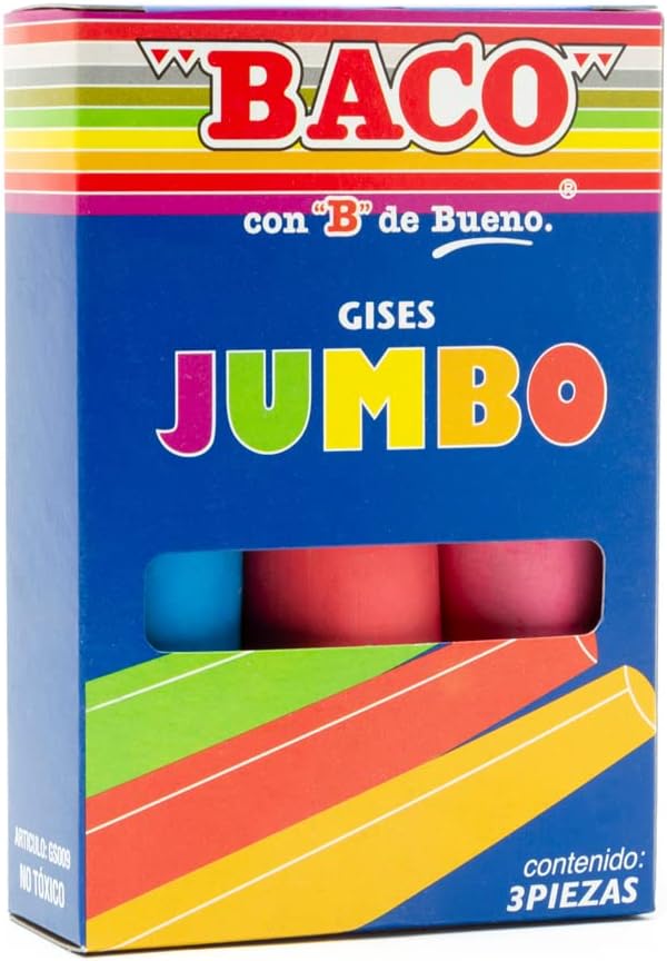 Baco | Caja de Gises Jumbo Escolares de Colores (Variados) - Caja con 3 ...