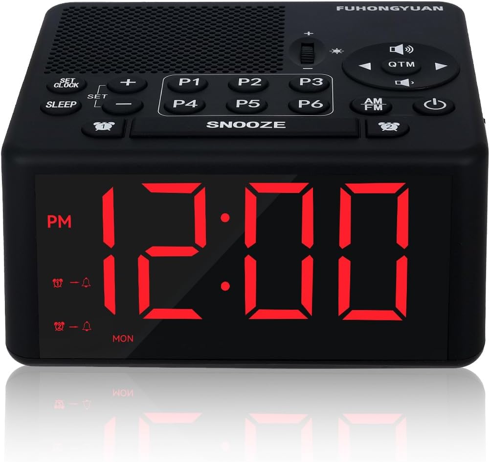 Amazon.com: FUHONGYUAN Digital Alarm Clock Radio for Bedrooms with AM ...