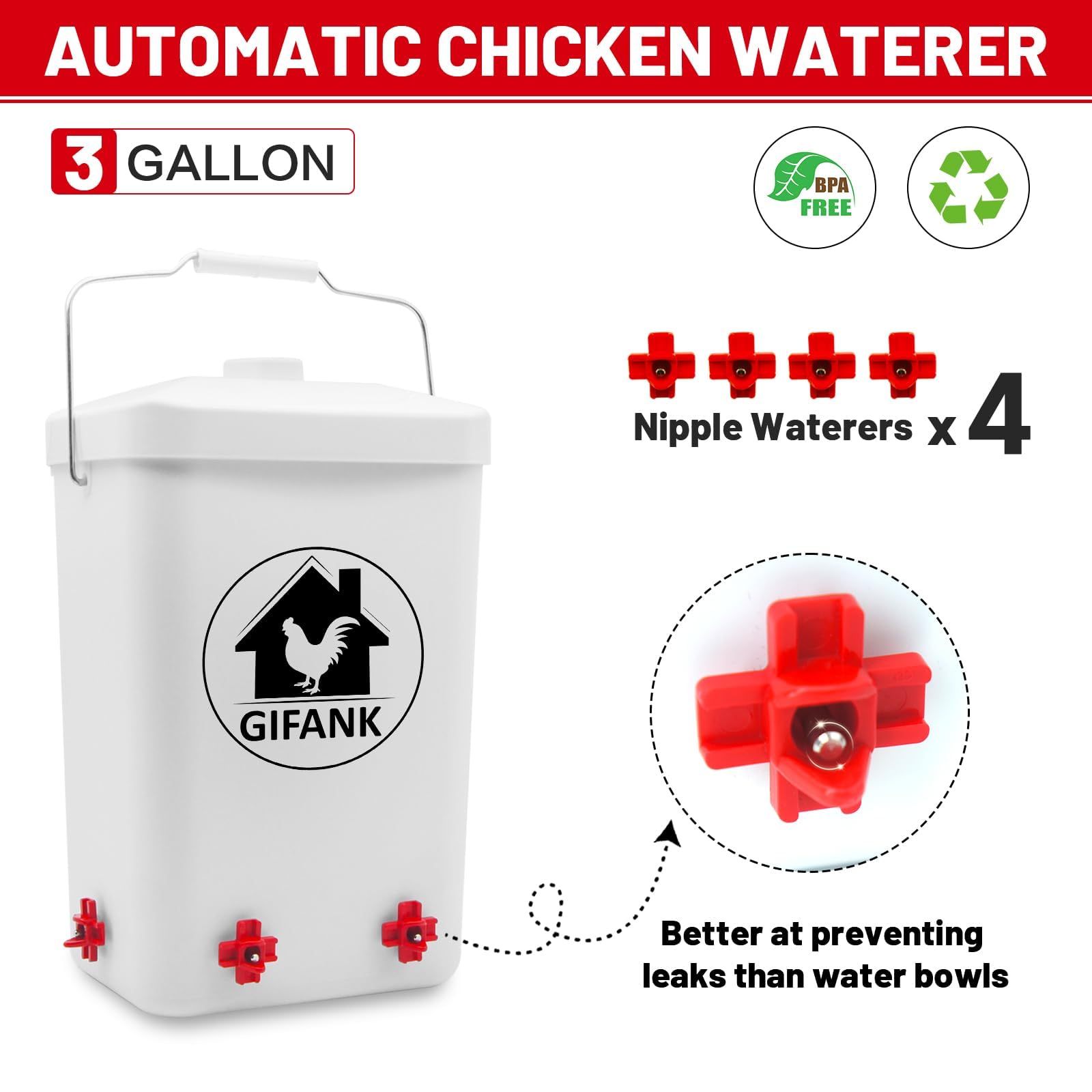 Snapklik.com : GIFANK Chicken Feeder And Waterer Set,3 Gallon Automatic ...