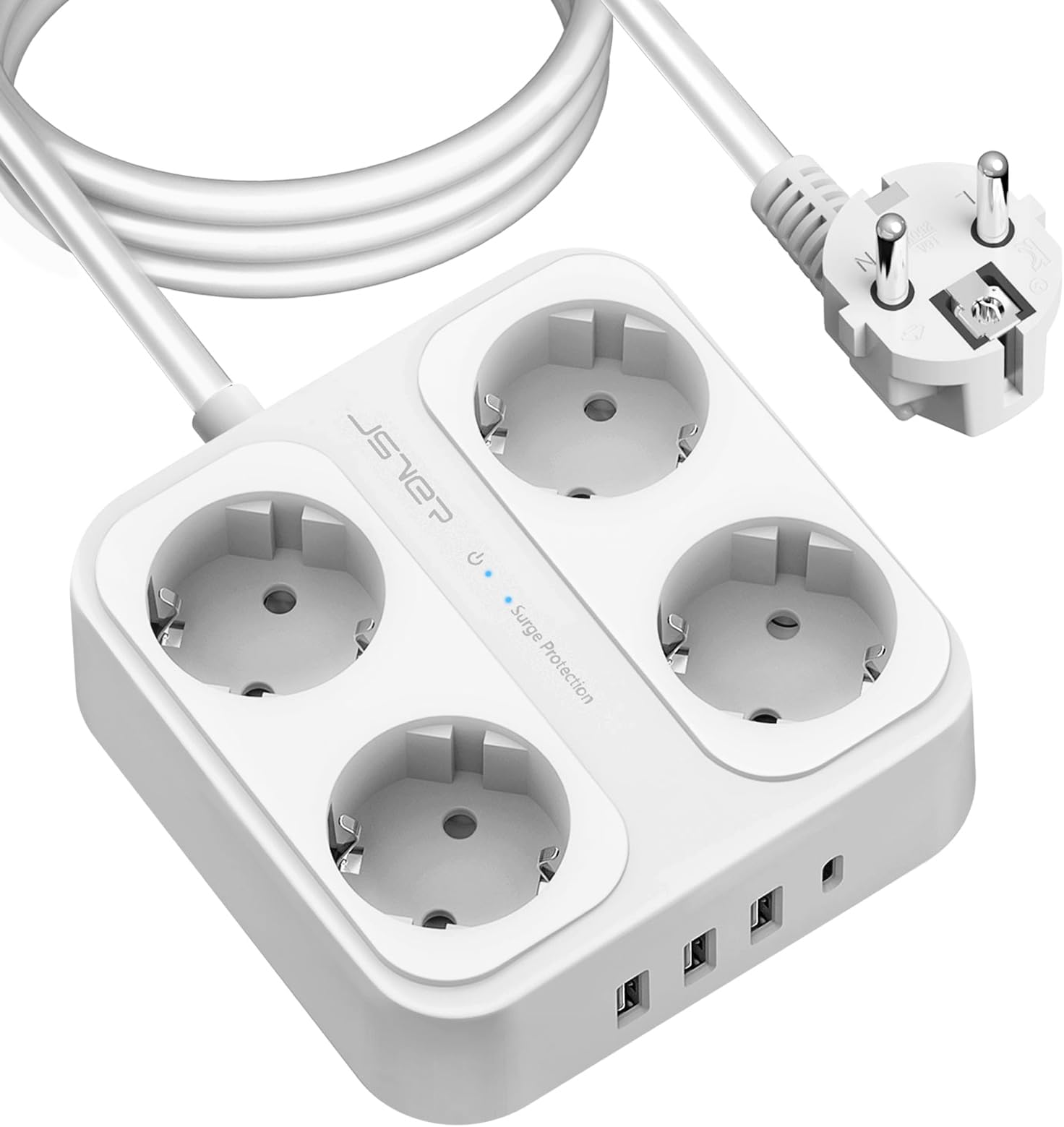 LENCENT 4 Fach Flachstecker Steckdosenleiste, USB Steckdosenleiste mit ...