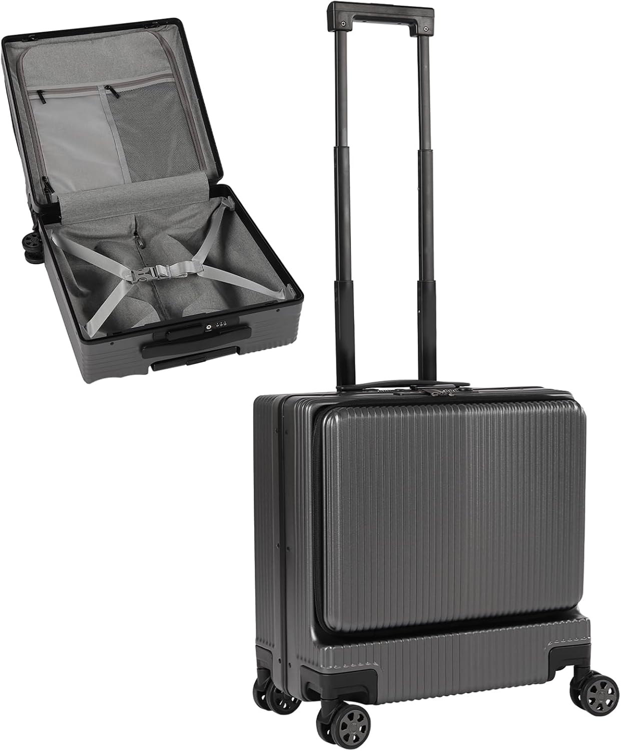 NaMaSyo 18 Inch Lightweight Hard Cabin Suitcase Hard Shell Luggage with ...
