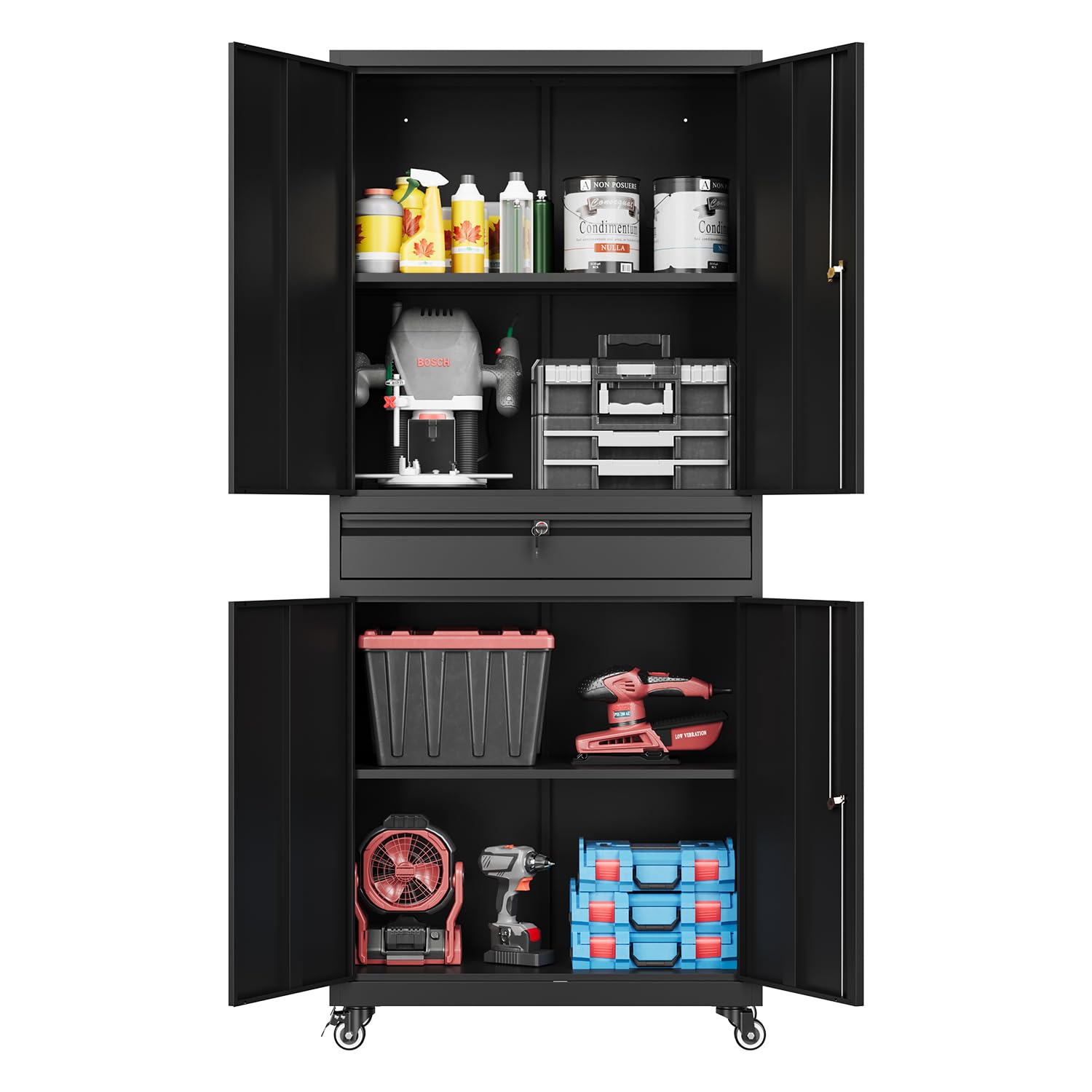 Amazon.com: Fesbos 73" Metal Cabinet-Black Heavy Duty Rolling Storage ...