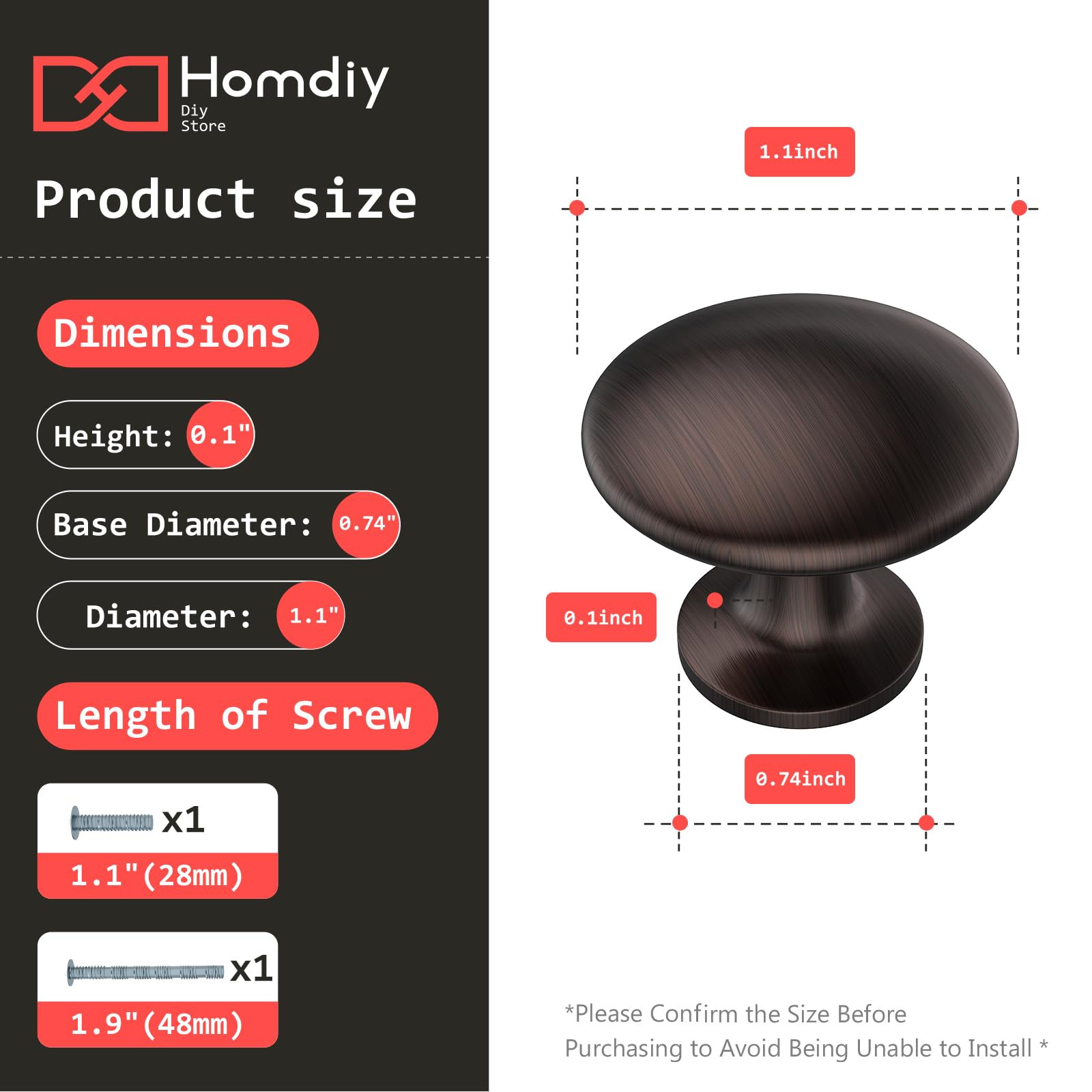Snapklik.com : Homdiy 25 Pack Cabinet Knobs Oil Rubbed Bronze Drawer Knobs Cabinet Hardware ...