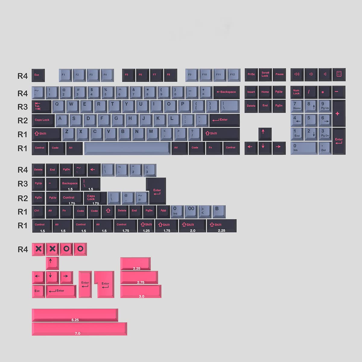 Buy 169 Keys Double Keycaps Cherry Profile ANSI/ISO Layout Keycap Set ...