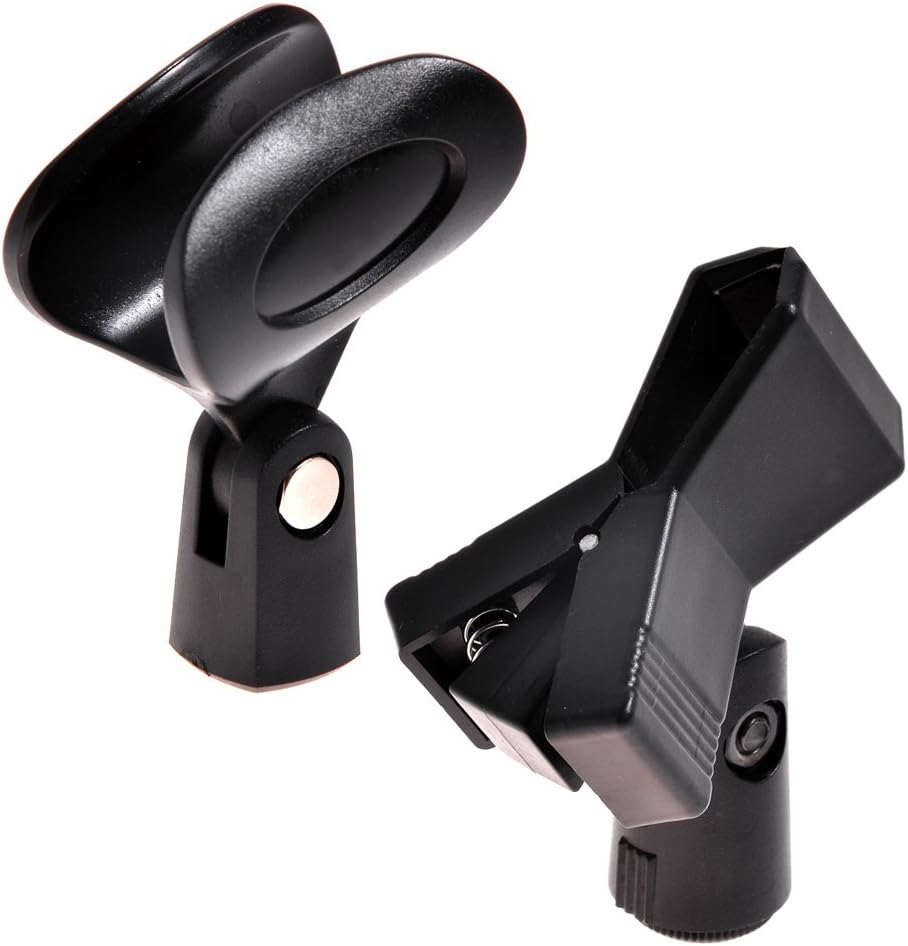 2sets Black Rubber Mini Microphone Mic Clip Stand Holder & Expandable ...