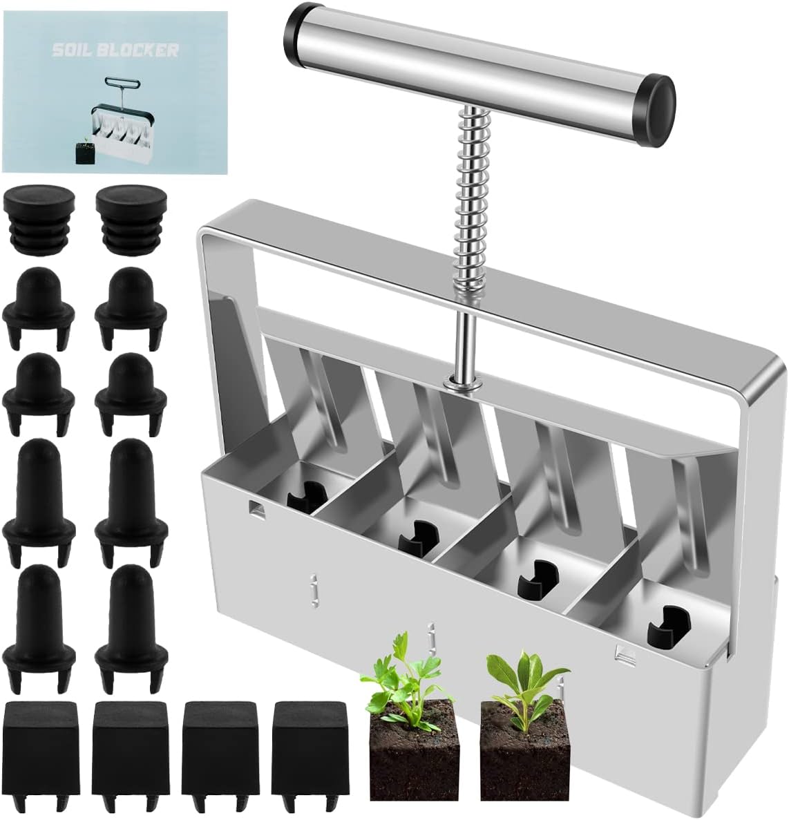 Amazon.com : Soil Blocker, Soil Block Maker, 4 Cell Soil Blocking Tool ...