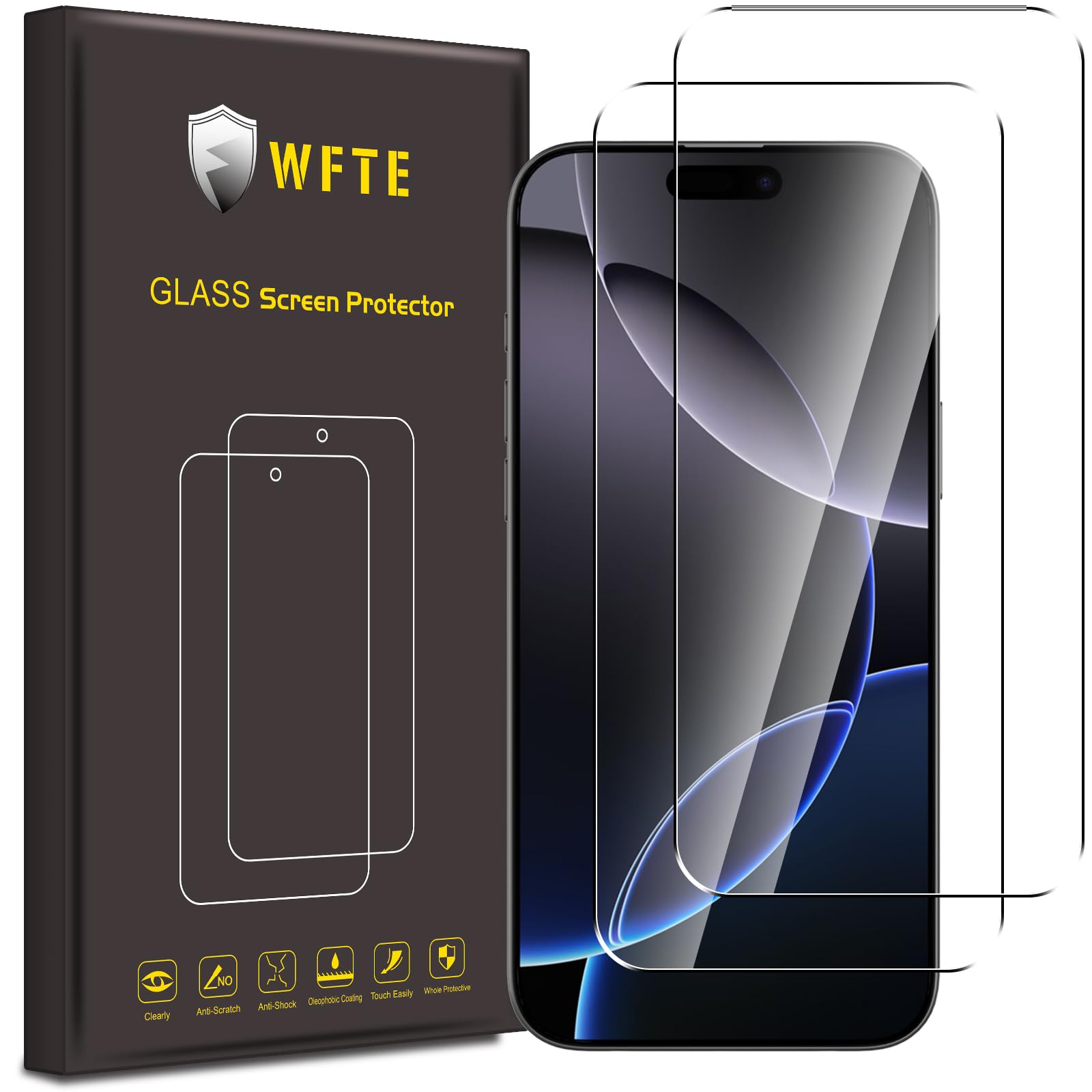 WFTE [2-Pack Screen Protector for iPhone 16 Pro Max 6.9,Anti-Scratch ...